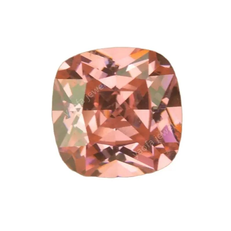 Синтетический оранжевый розовый морганит 43#, подушковая огранка 10x10mm(1pc)