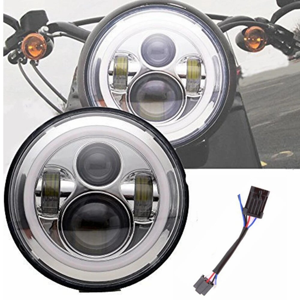 7 "хром светодиодный проектор фара 4,5" Туман прохождения света для Harley Davidson Road King Softail Electra Glide Night поезд Bad Boy only 7 inch light C