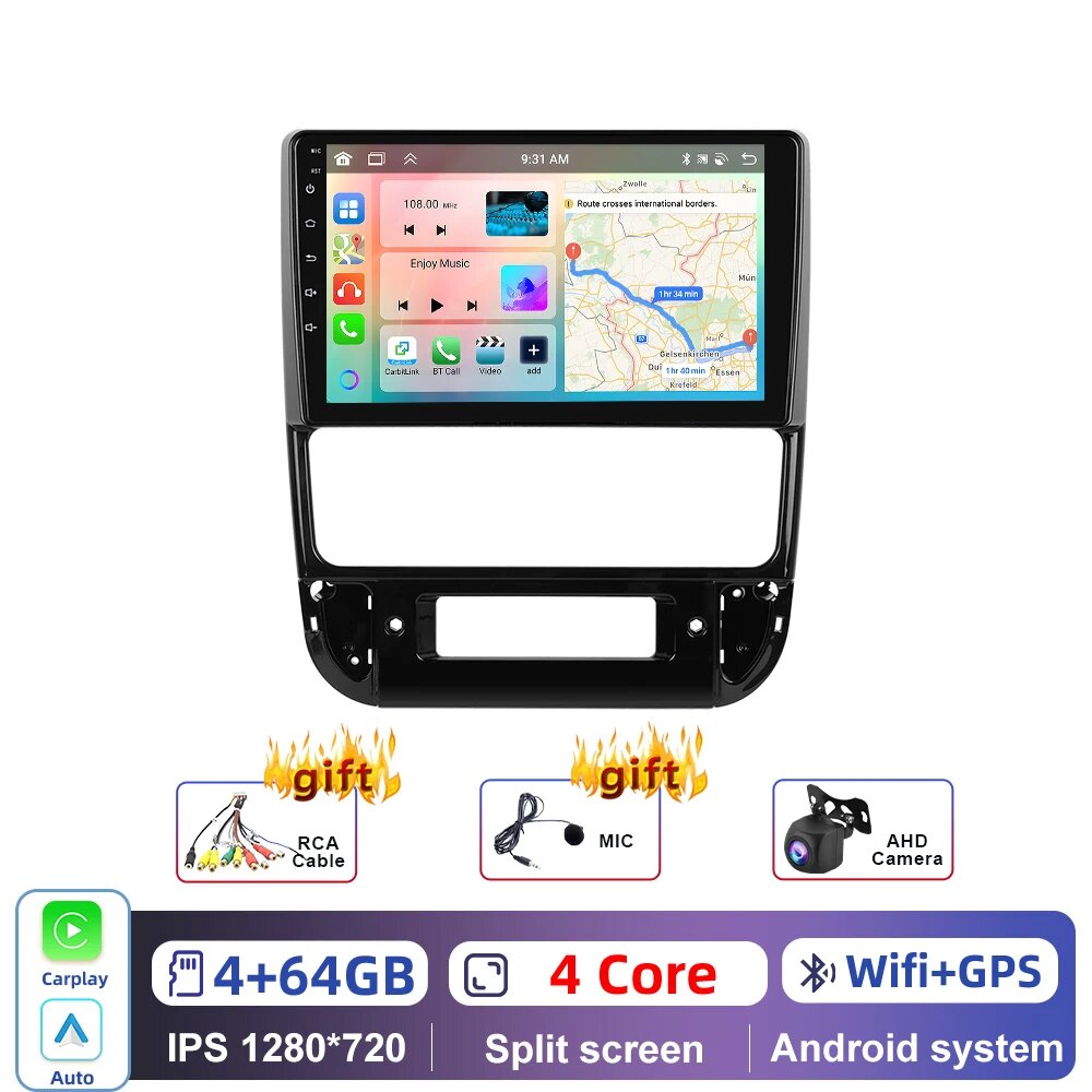 Автомагнитола Podofo на Android для Peugeot 406 1995-2005, автомобильный стереоплеер, Авторадио, Wi-Fi, GPS-навигация, FM-радио, автомобильный мультимедийный плеер 4G 64G Carply AHD