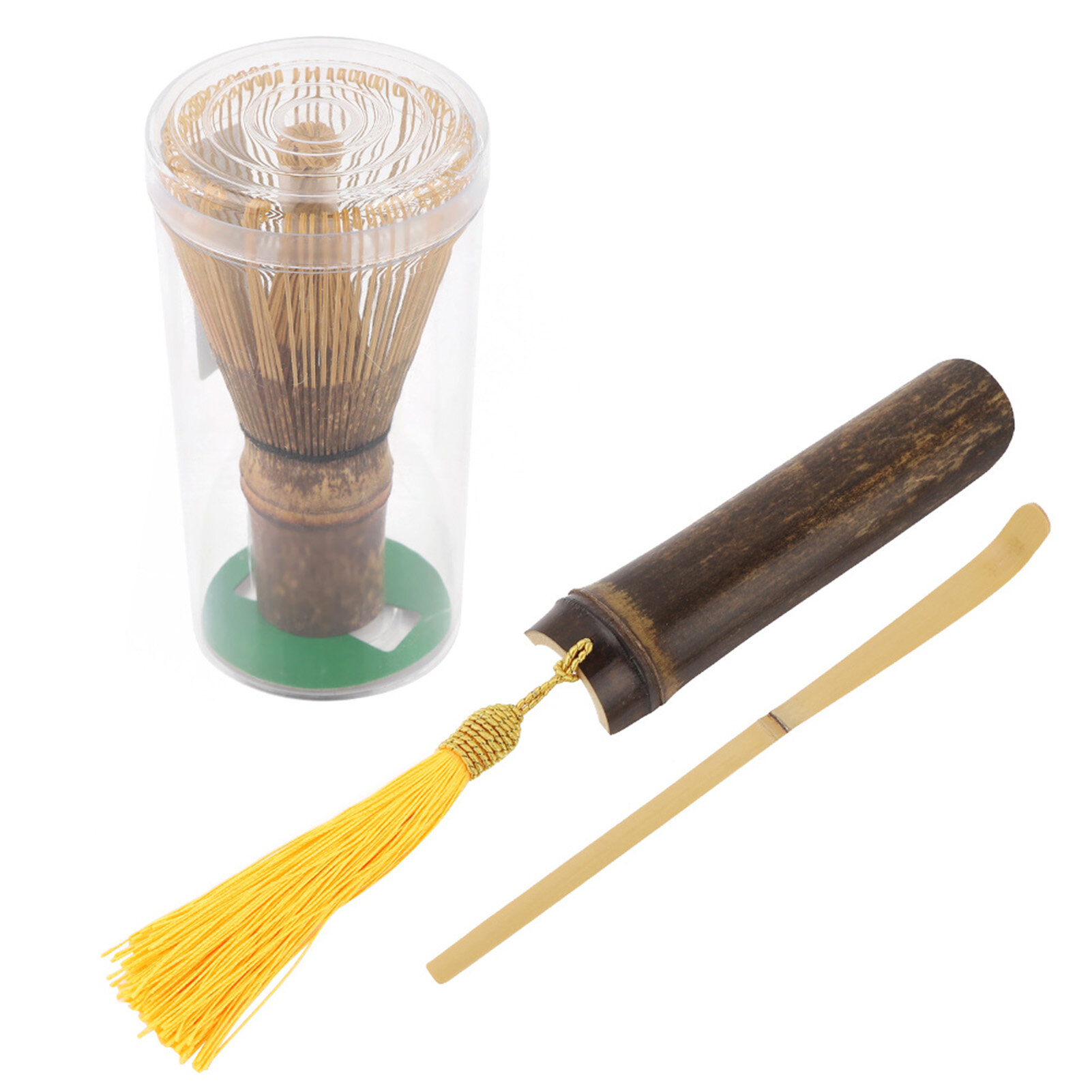 Набор из 3 предметов для приготовления чая матча из бамбука, включая венчик для чая матча, бамбуковую ложку с крючком и чайную ложку тясяку для традиционной японской чайной церемонии
