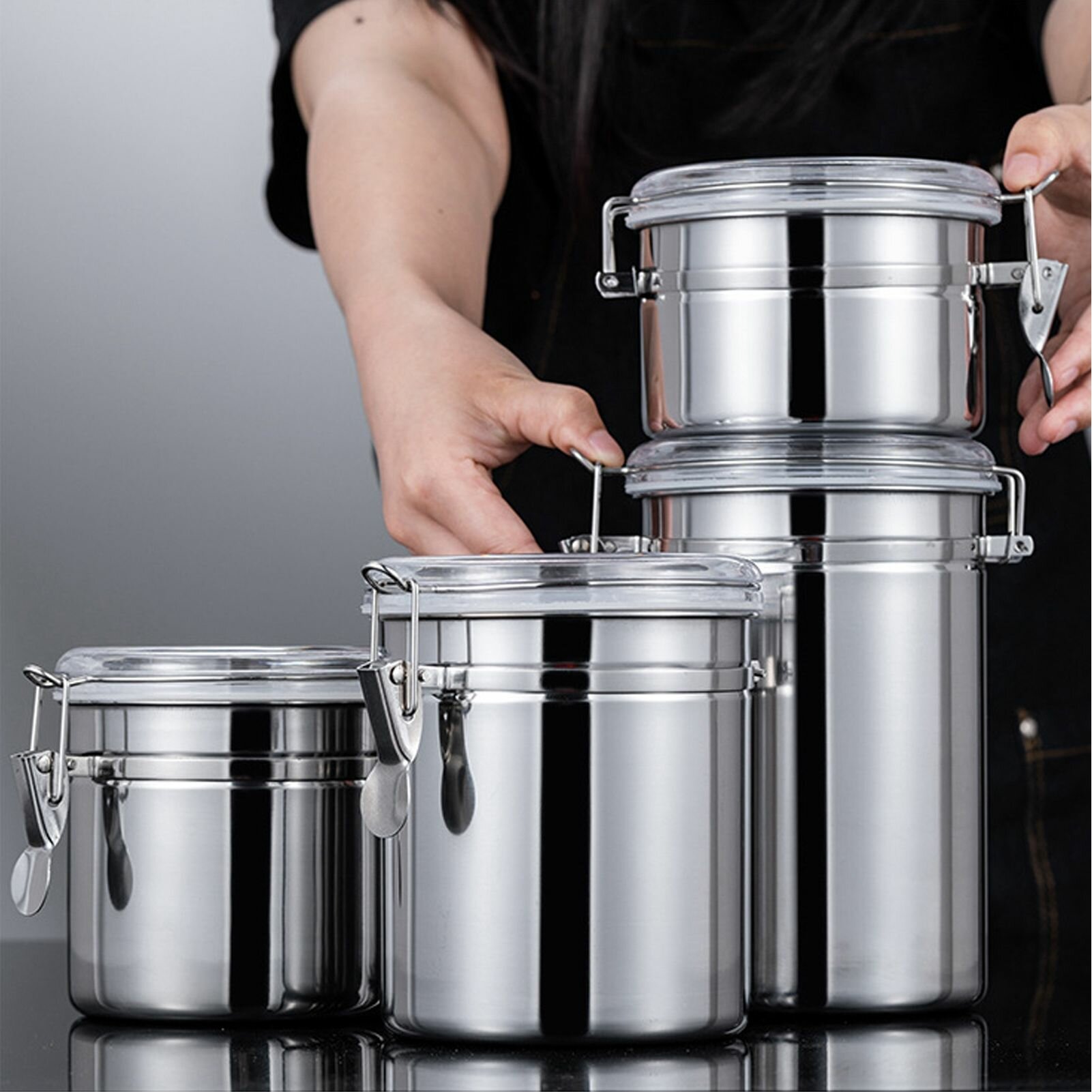 Герметичная банка из нержавеющей стали, контейнер для хранения пищевых продуктов, герметичная канистра для сухофруктов, сухого молока, чая, большая 1600 мл