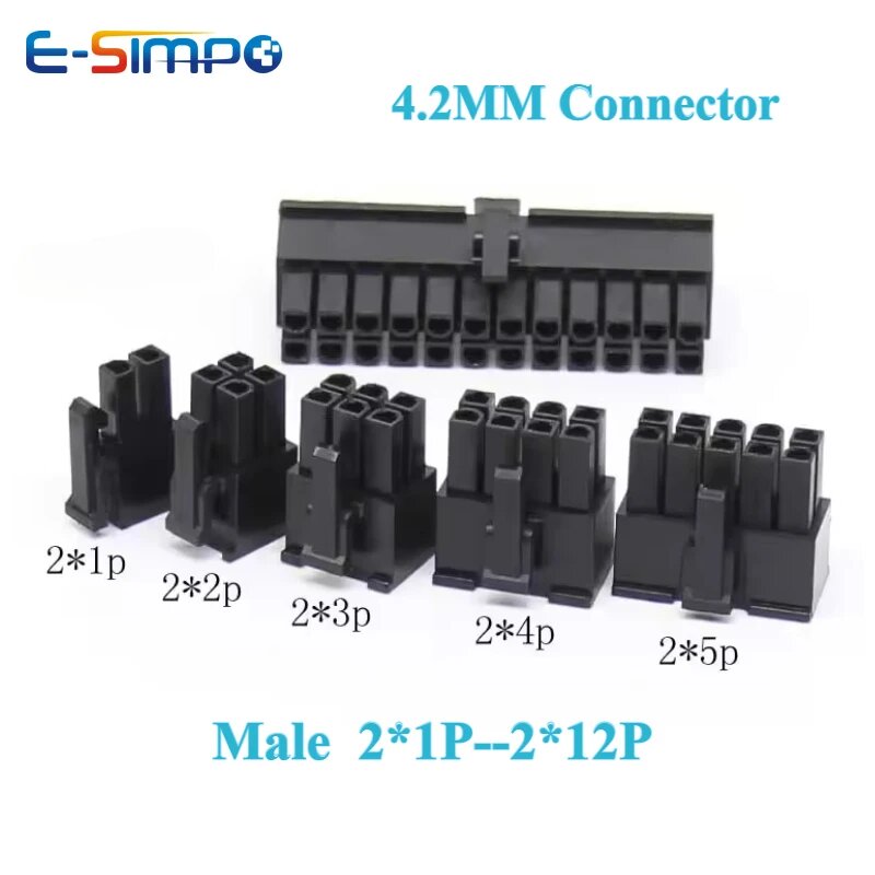 10 шт. 5557 4,2 мм черный автомобильный разъем штекер корпус 2*1Pin-2*12Pin для ПК/компьютера видеокарта PCI-E мощность