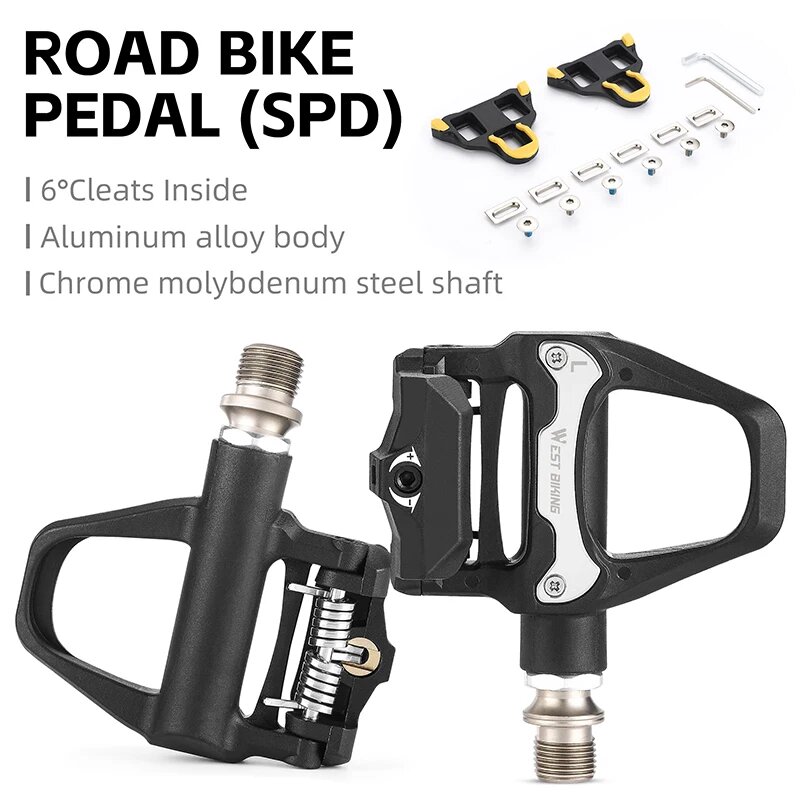Самоблокирующиеся педали для шоссейного велосипеда WEST BIKING, водонепроницаемая нержавеющая педаль с зажимом, легкая стабильность, педали для шоссейного велосипеда с подшипником DU +