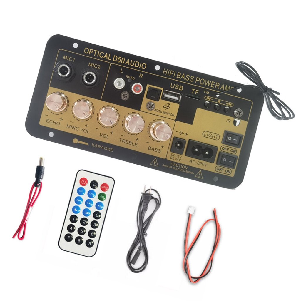 Звуковой усилитель 100Вт с поддержкой Bluetooth, сабвуфер и микрофон