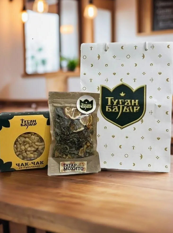 Подарочный набор чак-чак, чай травяной мохито-клубника. Вкусный подарок.