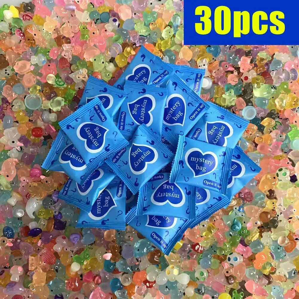 30шт Мини-фигурки животных и грибов, светятся, Color: Random