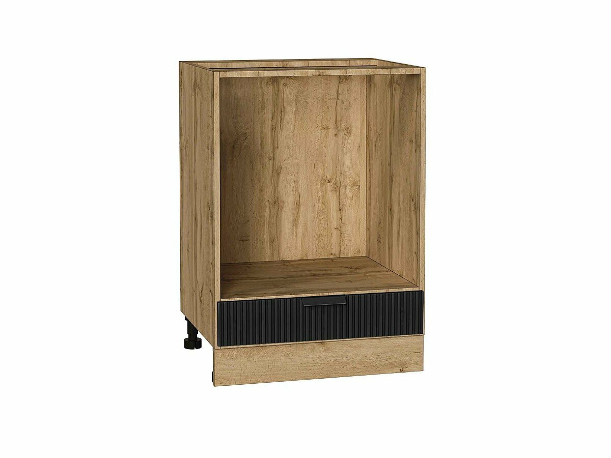 Шкаф нижний под духовку Евро Лайн, цвет фасада Антрацит, цвет каркаса Дуб Вотан, 816*600*474 мм