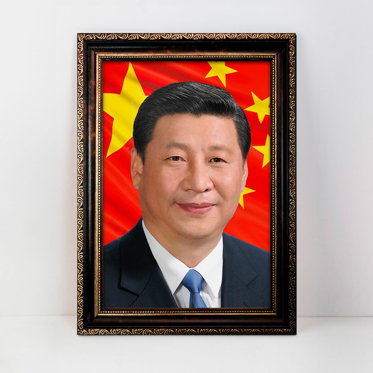 Портрет Си Цзиньпина в багетной темно-коричневой рамке / А-4 (21x30 см.)