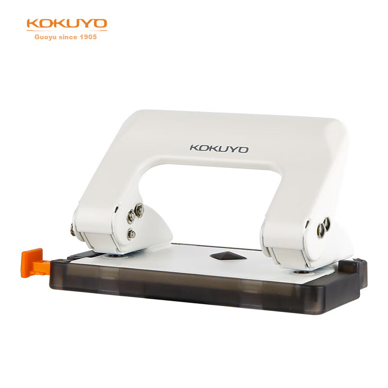 KOKUYO Imported Two-Hole Punch, Document Binding Double-Hole Puncher (With Ruler), Hole Diameter 6mm, White, 1 Piece, PN-G17W