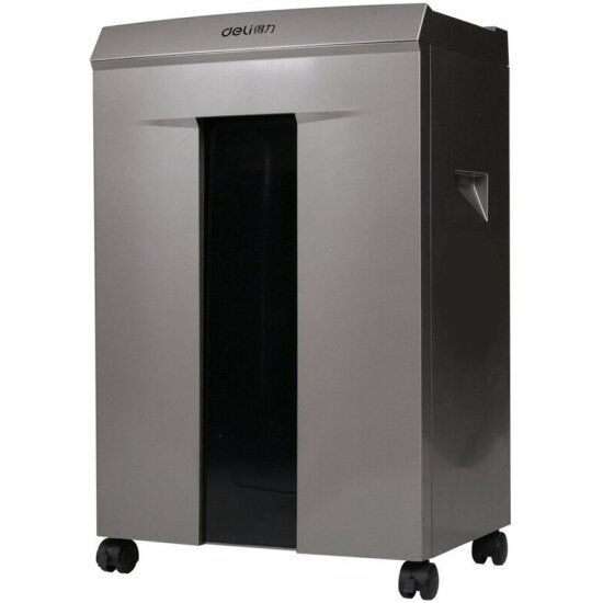 Шредер Deli 9905 серый с автоподачей (секр. P-5) фрагменты 10лист. 20лтр. скрепки скобы пл. карты CD