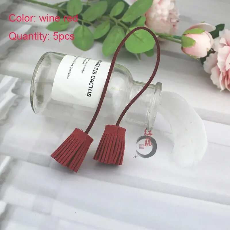 Кисточки из искусственной кожи 5 шт. Бордовый, WineRed