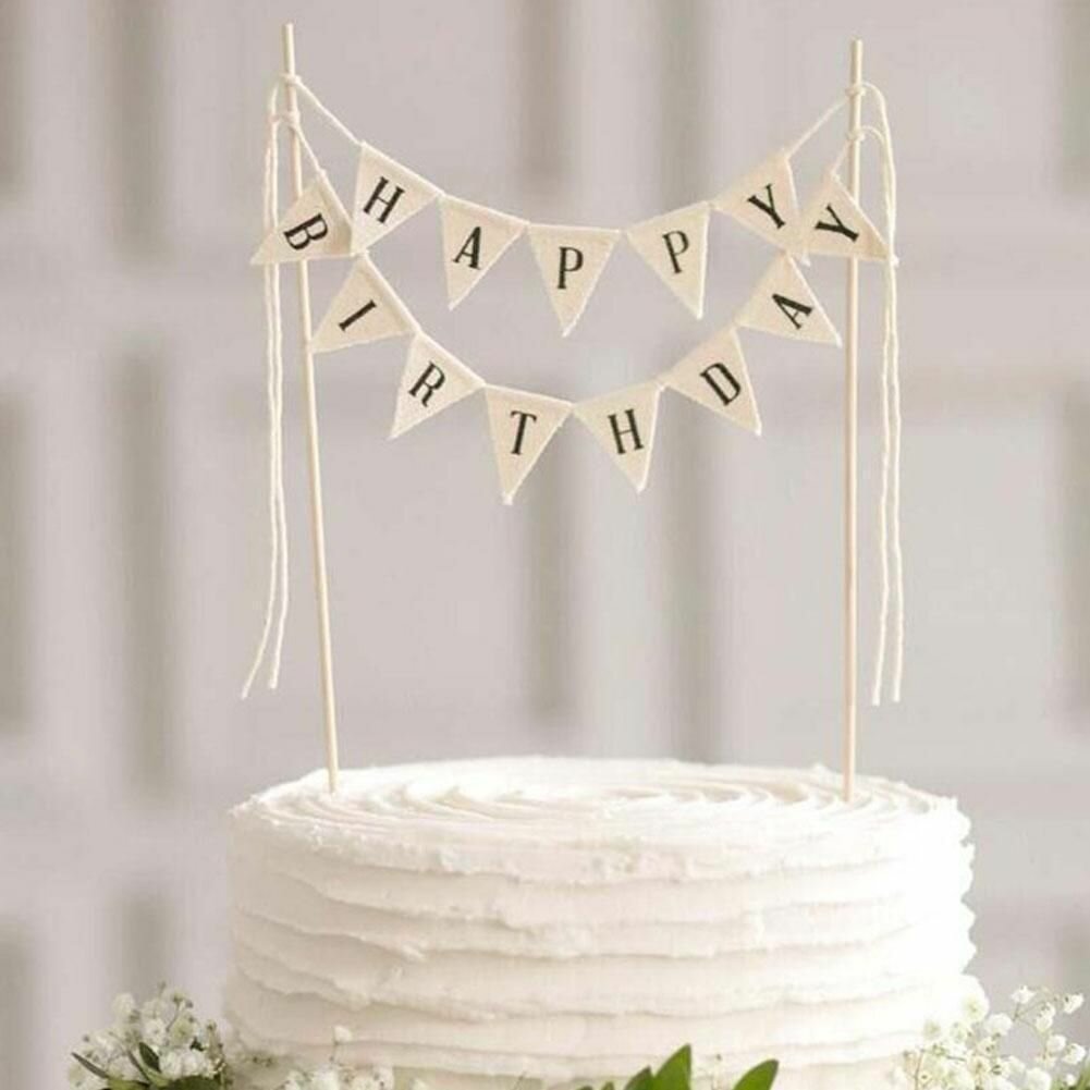 "Happy Birthday" флажки на подвесе, Топпер для торта