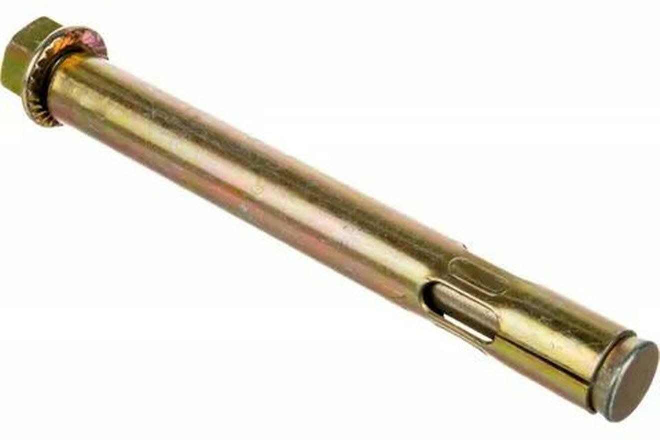 Анкерный болт с гайкой, диаметр резьбы 16 мм, покрытие желтопассированное, длина 130 мм, золотистый