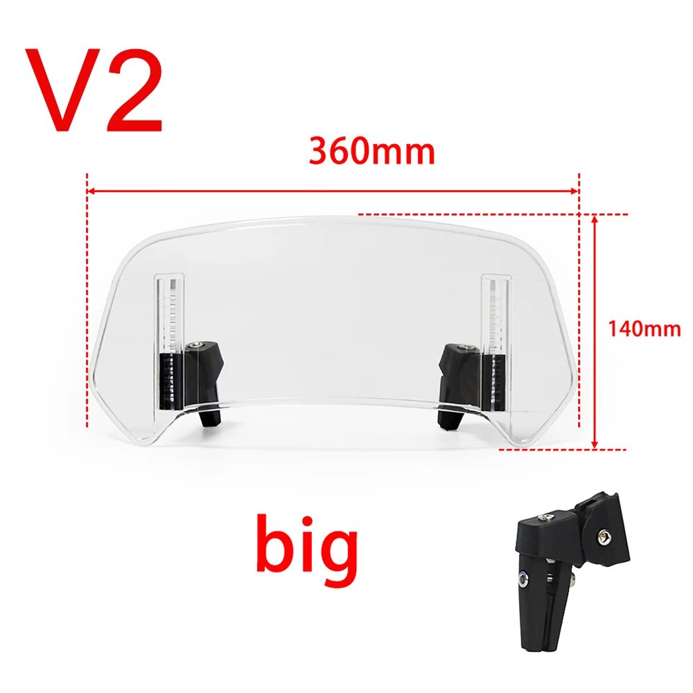 Белый дефлектор ветрового стекла мотоцикла V2 Large Clear