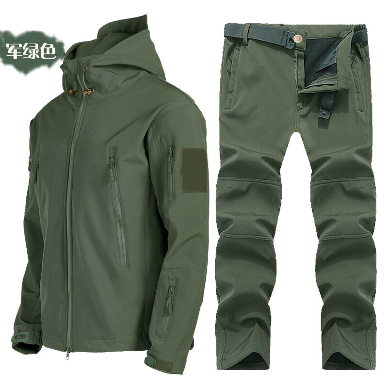 Костюм-куртка, акулья кожа, мужской, водонепроницаемый, ветрозащитный, цвет зеленый, размер XXXL