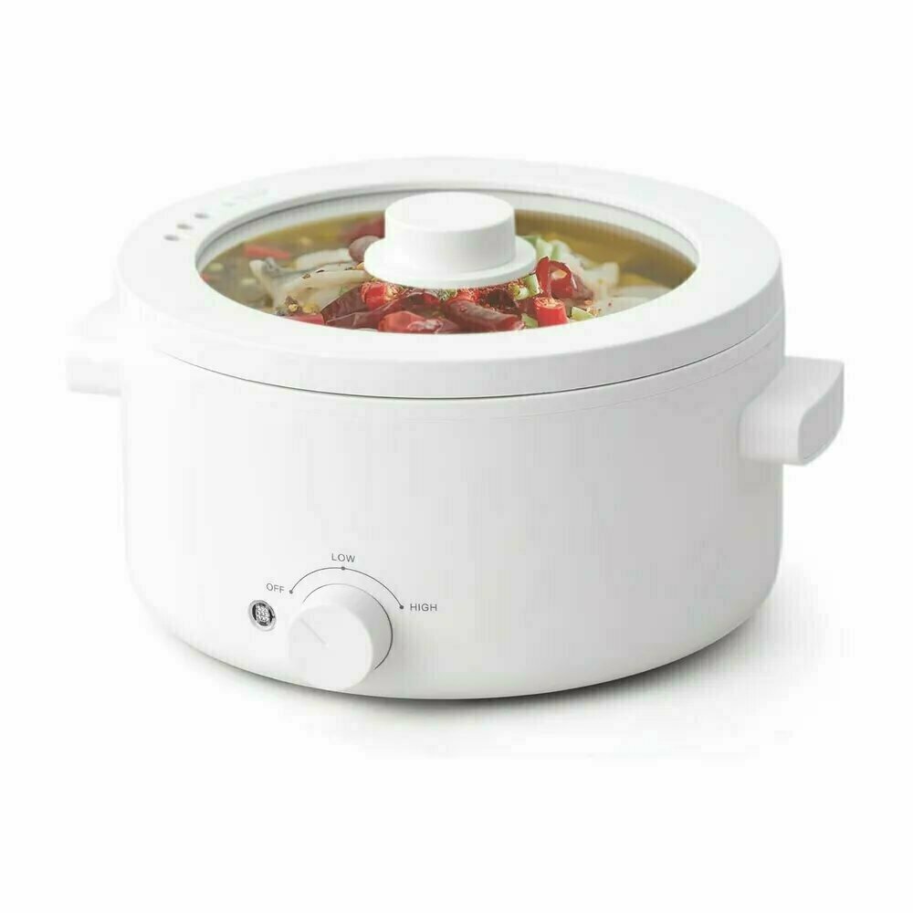 Мультиварка Электрокастрюля, пароварка электрическая Самобранка, с двумя регулировками мощности, с антипригарным покрытием, с защитой от перегрева и высыхания белый объемом 2 л