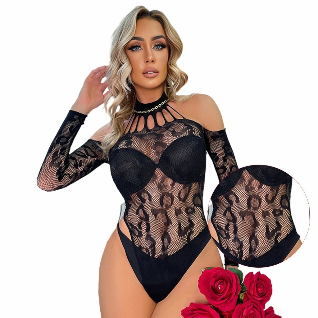 Цельнокроеные чулки с леопардовым принтом-цельный костюм