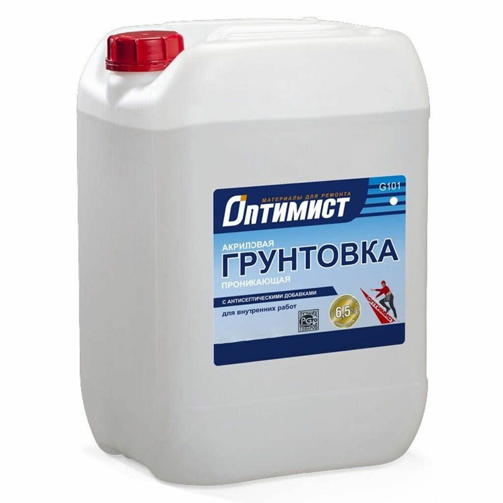 Грунтовка Оптимист водно-дисперсионная, акрил, G101, для внутренних работ, синяя этикетка, 5 л