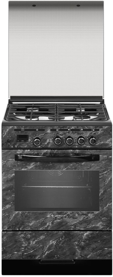 Газовая плита Gefest ПГ 6300-03 0053 черный мрамор, с вертелом, 4 газовые конфорки, черный