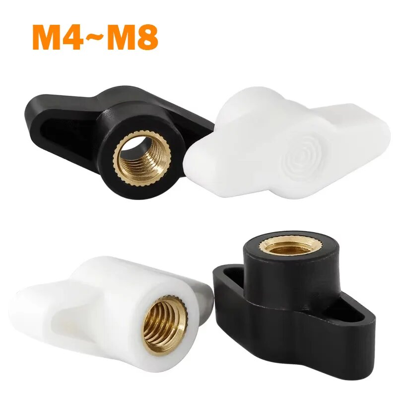 Пластиковые гайки-ручки M4 M5 M6 M8 M4 (Head dia 27mm), White(Through Hole)