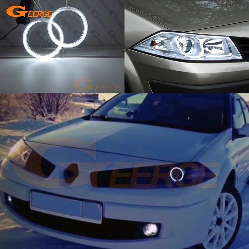 Для Renault Megane 2 II 2006 2007 2008 2009, фара для подтяжки лица, ультра яркий комплект Ccfl Angel Eyes, кольца Halo, автомобильные аксессуары