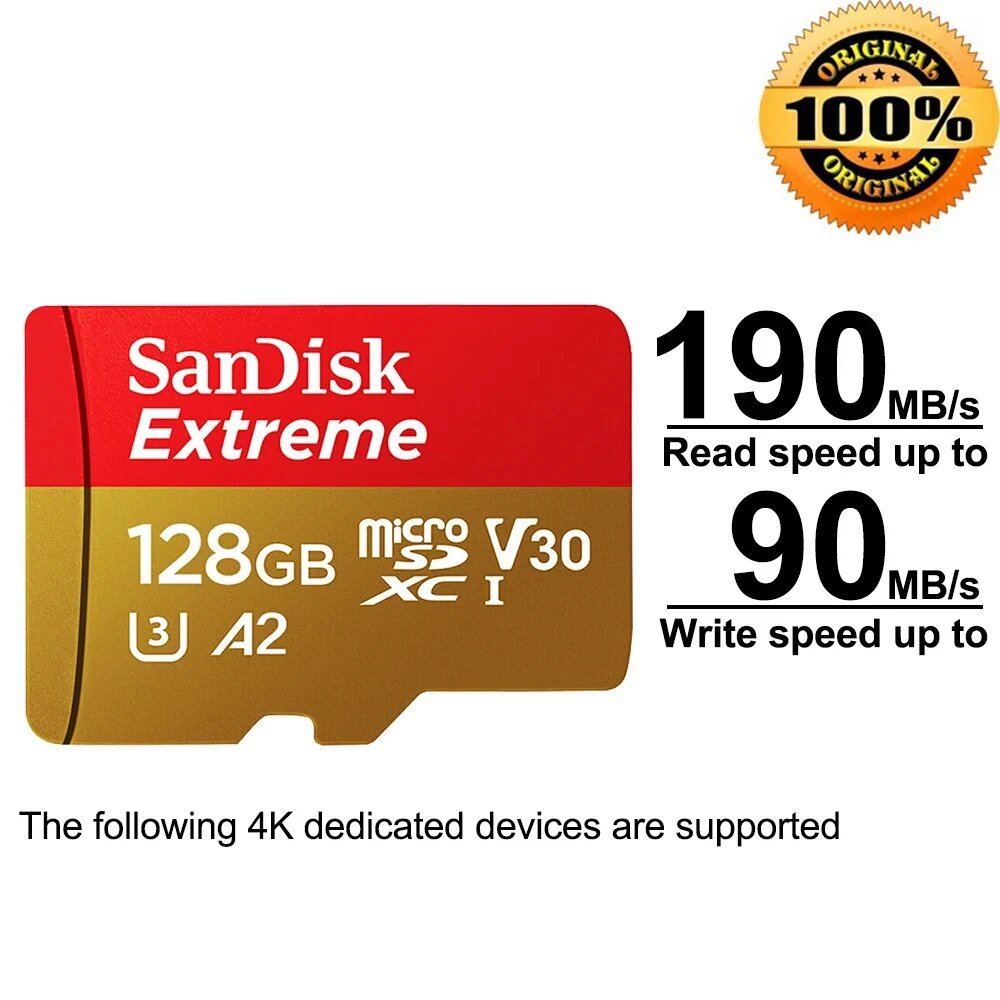 SanDisk Ultra Extreme PRO Micro SD карта памяти 256 ГБ Gold Card-128G