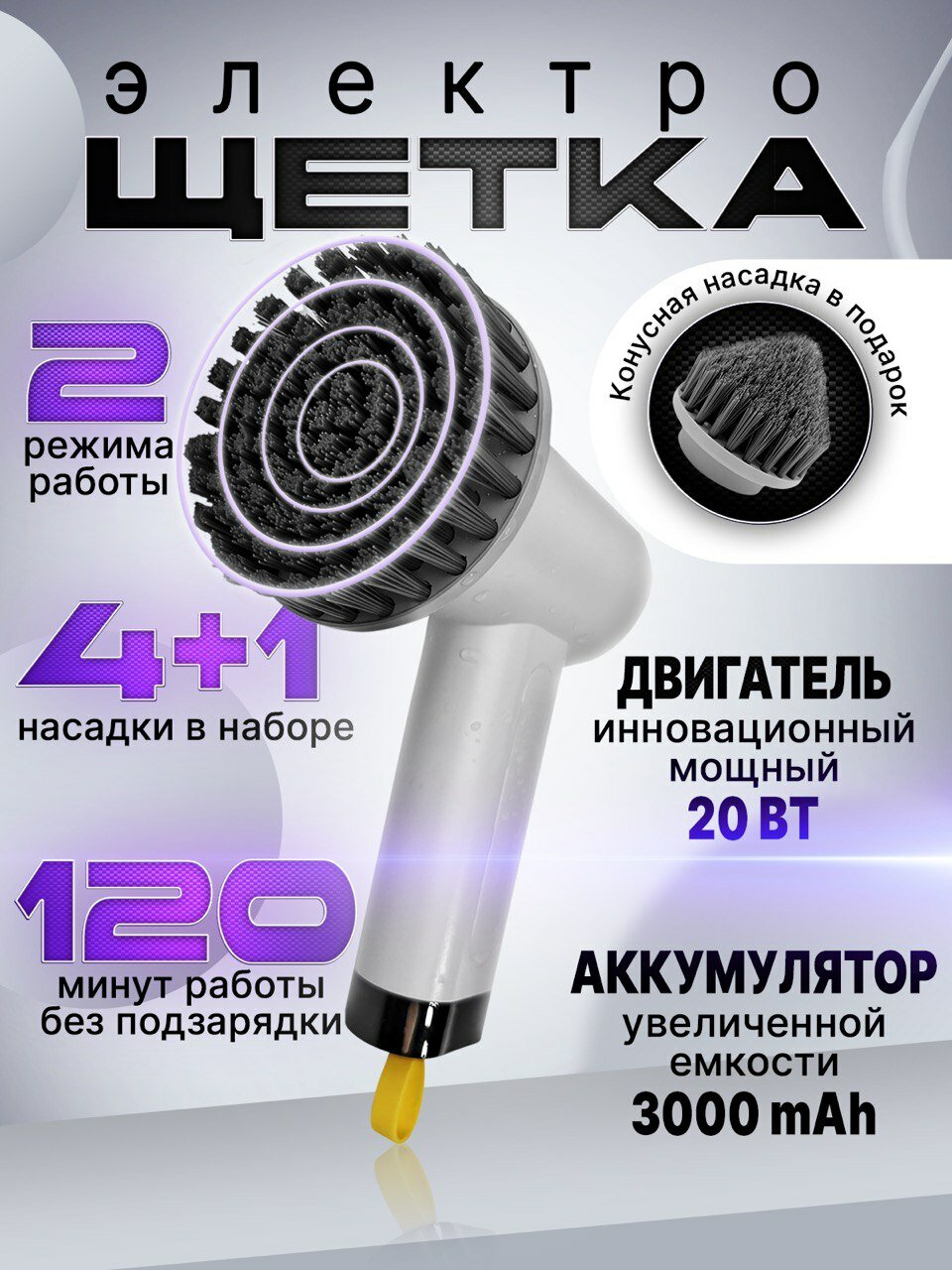 Электрическая щетка для уборки дома, беспроводная электрощётка S2 20W для мытья кухни, окон, ванной, щетка для чистки дома**