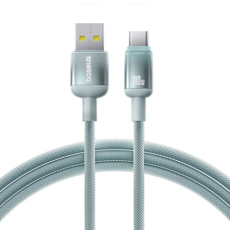 Baseus 100 Вт USB C-кабель для IPhone 17 16 15 Pro Max Кабель типа C для 1 м, USB A to C Green