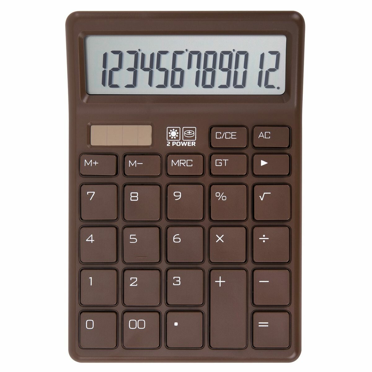 Калькулятор настольный Brauberg CH-12-BR, 12-разрядный, двойное питание, коричневый (272961), 20шт.