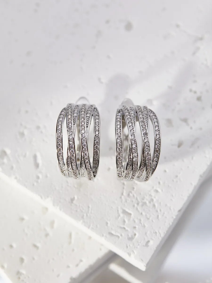 Серьги, кристалл, фианит, циркон