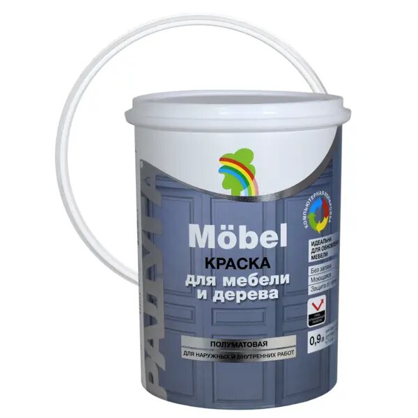 Краска ВД-АК 115 для мебели база А цвет белый 0.9 л