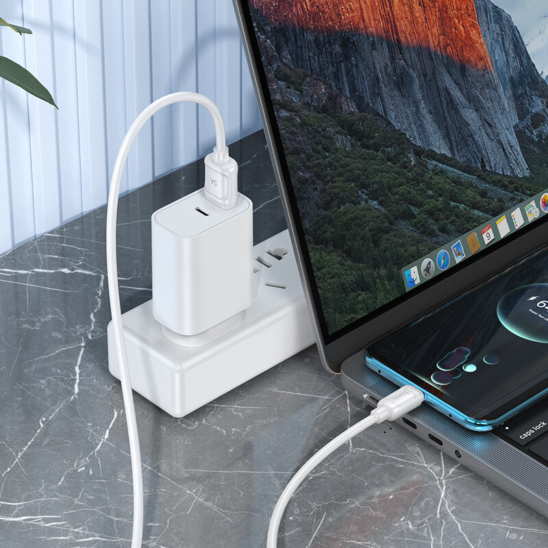 USB Кабель Type-C, HOCO, X115, 100W, 1 метр длина, цвет белый — фото 1