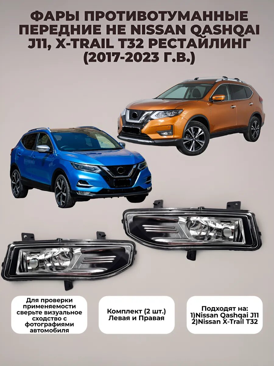 Фары противотуманные на Nissan Qashqai J11, X-Trail T32 ( 2017 - 2023 г. в.)