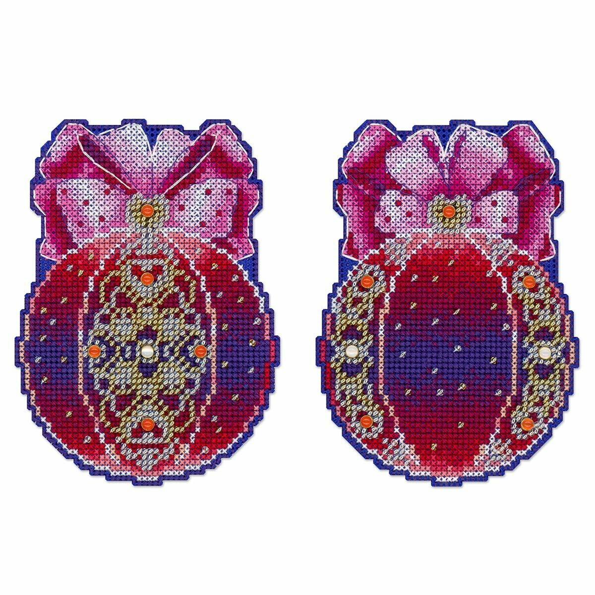 Набор для вышивания на пластиковой канве 'Елочный шар. Волшебство сердца', 12*9 см, МП Студия