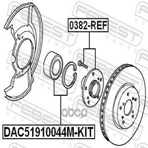 Подшипник ступичный передний Febest арт. dac51910044m-kit