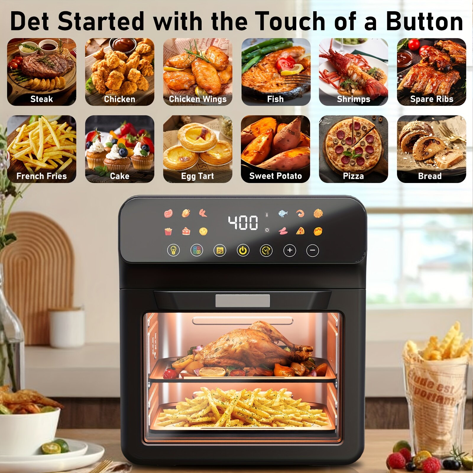 Большая конвекционная печь, мультифункциональная Air Fryer Toaster Oven, выпечка, гриль, жарка без масла