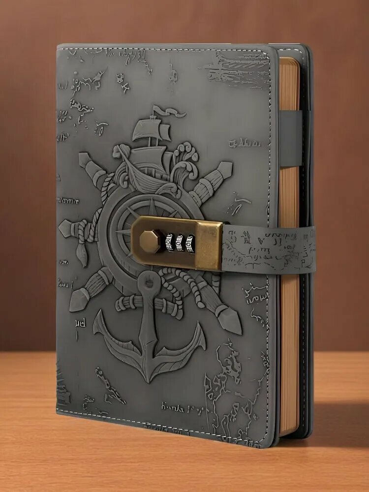 Блокнот для записей А5. Ежедневник недатированный с замком в линейку. Серый