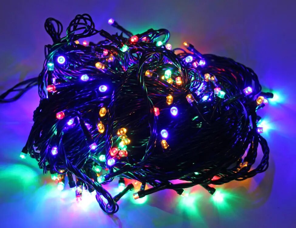 Светодиодная гирлянда для дома 200 разноцветных LED ламп 20 м, зеленый ПВХ, контроллер, IP20, SNOWHOUSE
