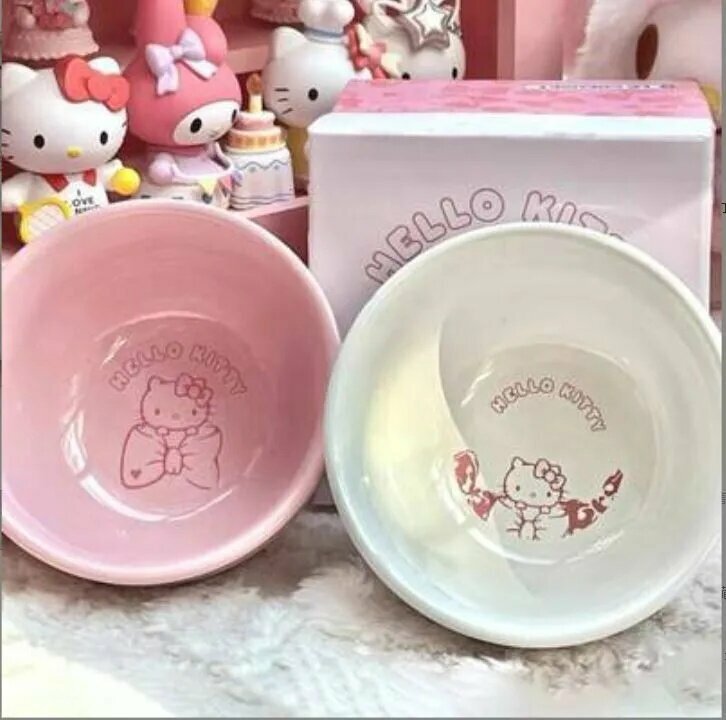 Миска Kitty, 320 мл, розовая, 2 шт, милый набор для дома, подарочный набор посуды