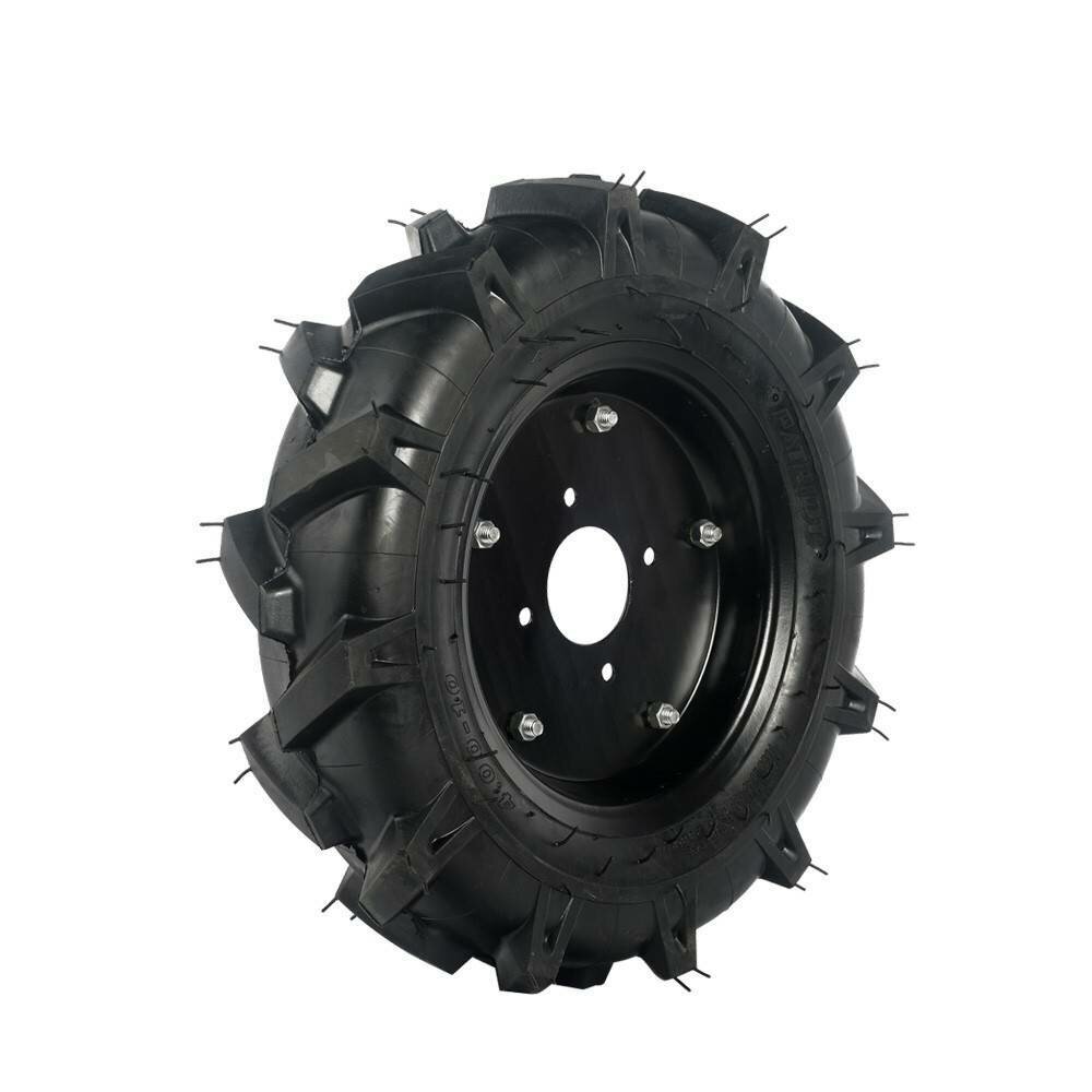 Колесо пневматическое для мотоблока В сборе 4.00-8 протектор ёлочка, 4 ОТВ, без ступицы FORZA FZ.408. S(правое)