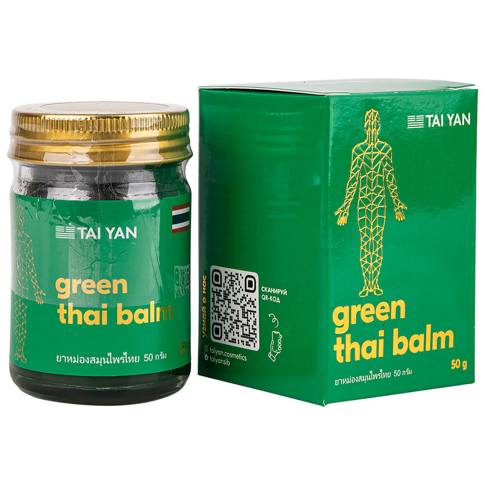 Бальзам зелёный травяной с барлерией и центеллой Tai Yan, 50 гр