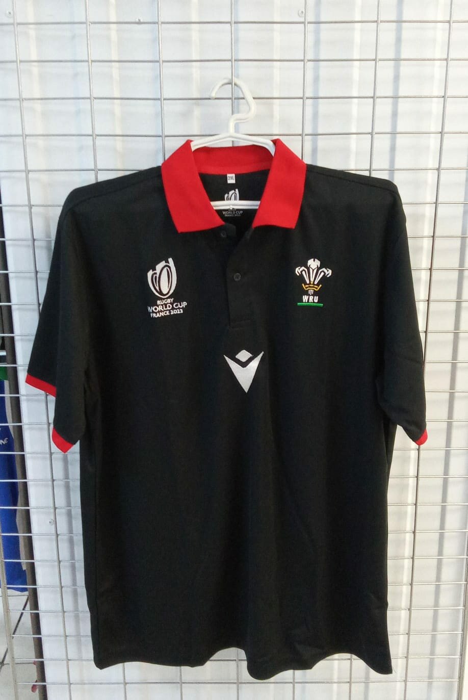 Регбийка размер 2XL ( русский 54 ) поло сборной УЭЛЬСА по регби с КУБКА МИРА 2023 во Франции черная