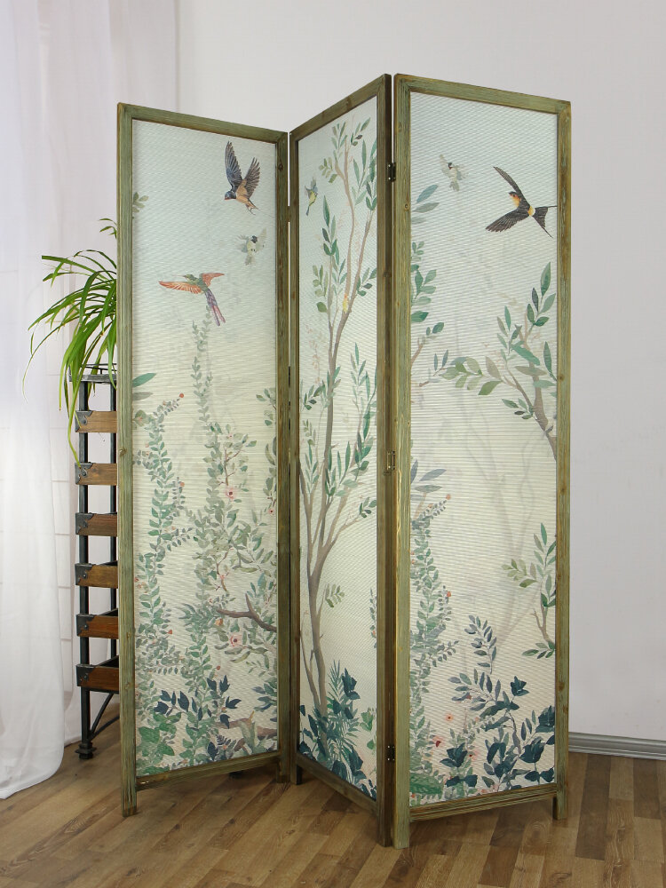 Ширма Country Artists "Райские птицы", бамбук/дерево, 180x145x6 см, 3 секции, с рисунком