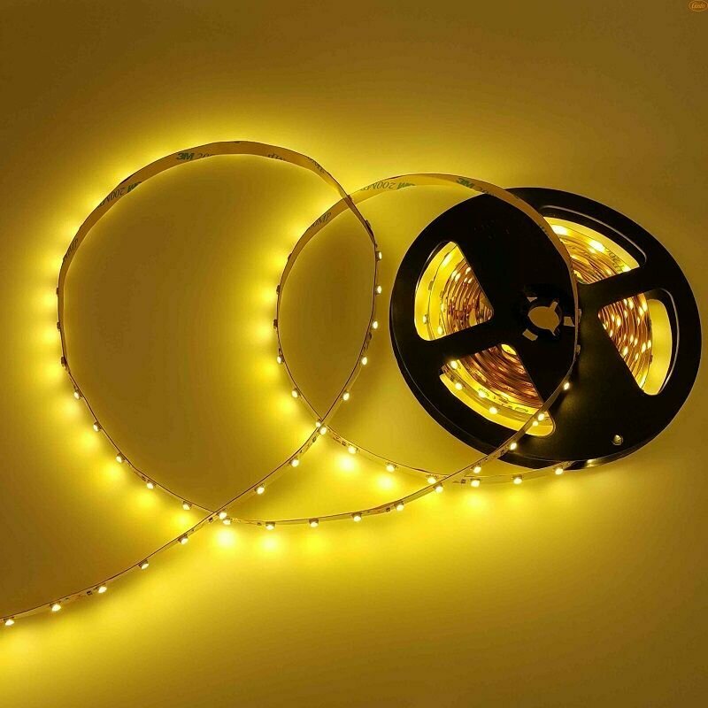 Светодиодная лента LED подсветка 12v 11Вт/м 120Led/м Желтый свет SMD2835 IP33