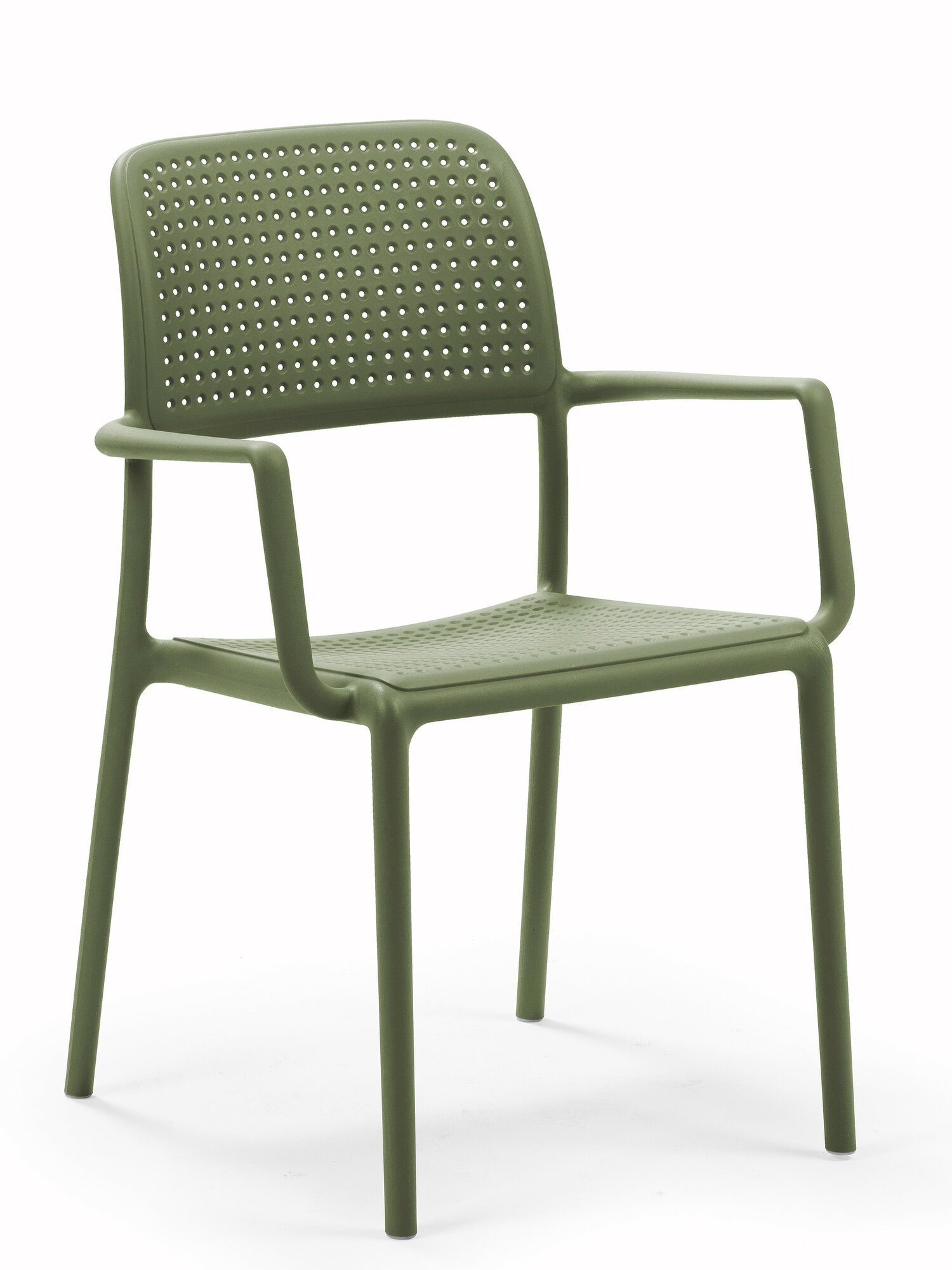 Стул пластиковый садовый Bora, Италия, для кухни, для дачи и балкона, с подлокотниками, Nardi, цвет агава