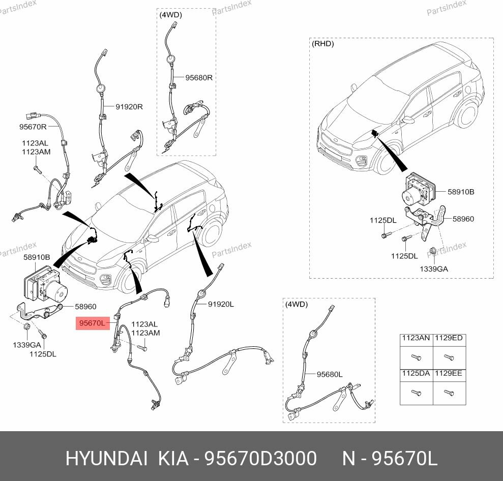 Датчик ABS передний левый, HYUNDAI/KIA/MOBIS 95670D3000