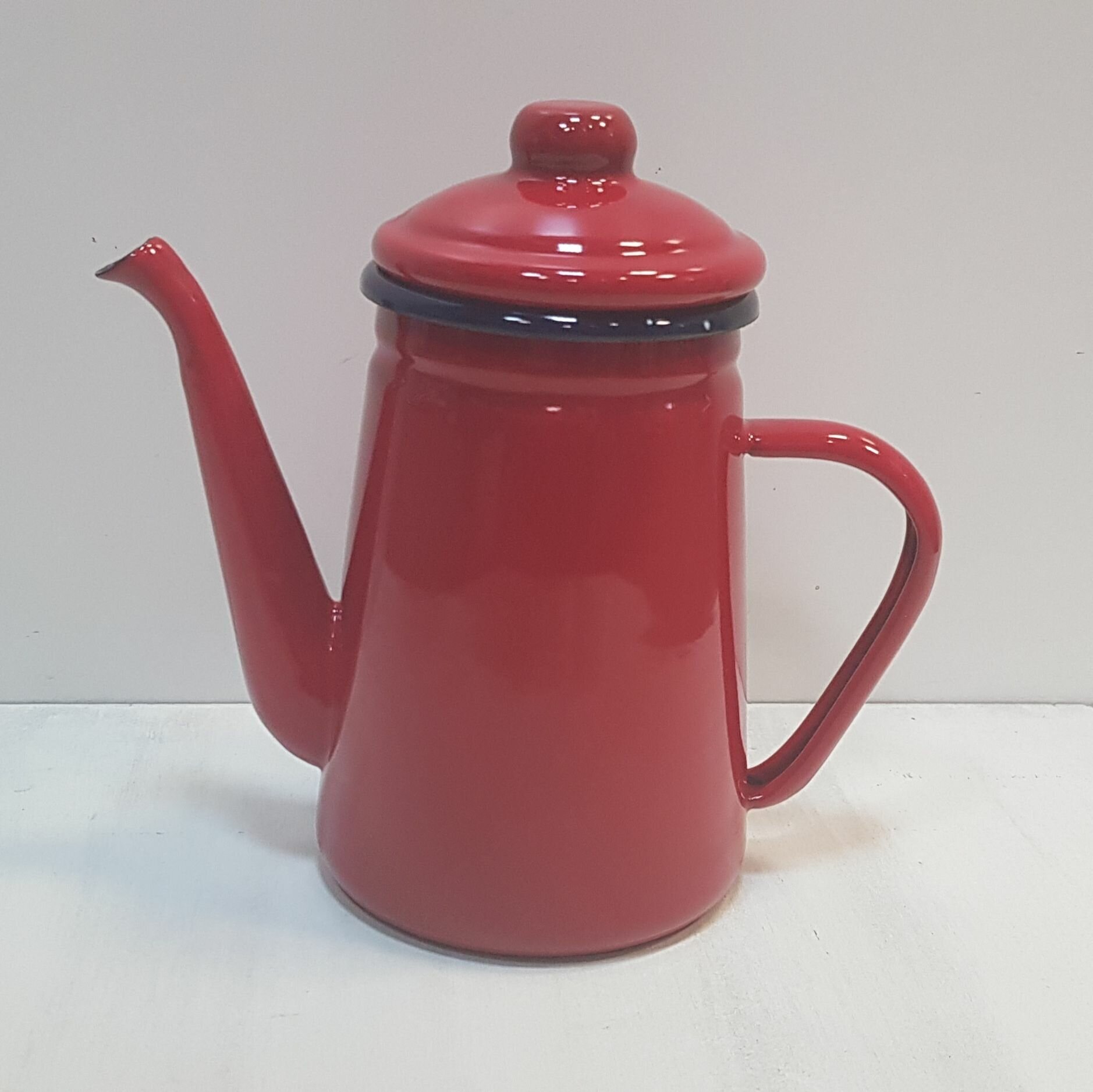 Чайник заварочный/кофейник, эмалированный, металл, 1,1 л, красный с темно-синим
