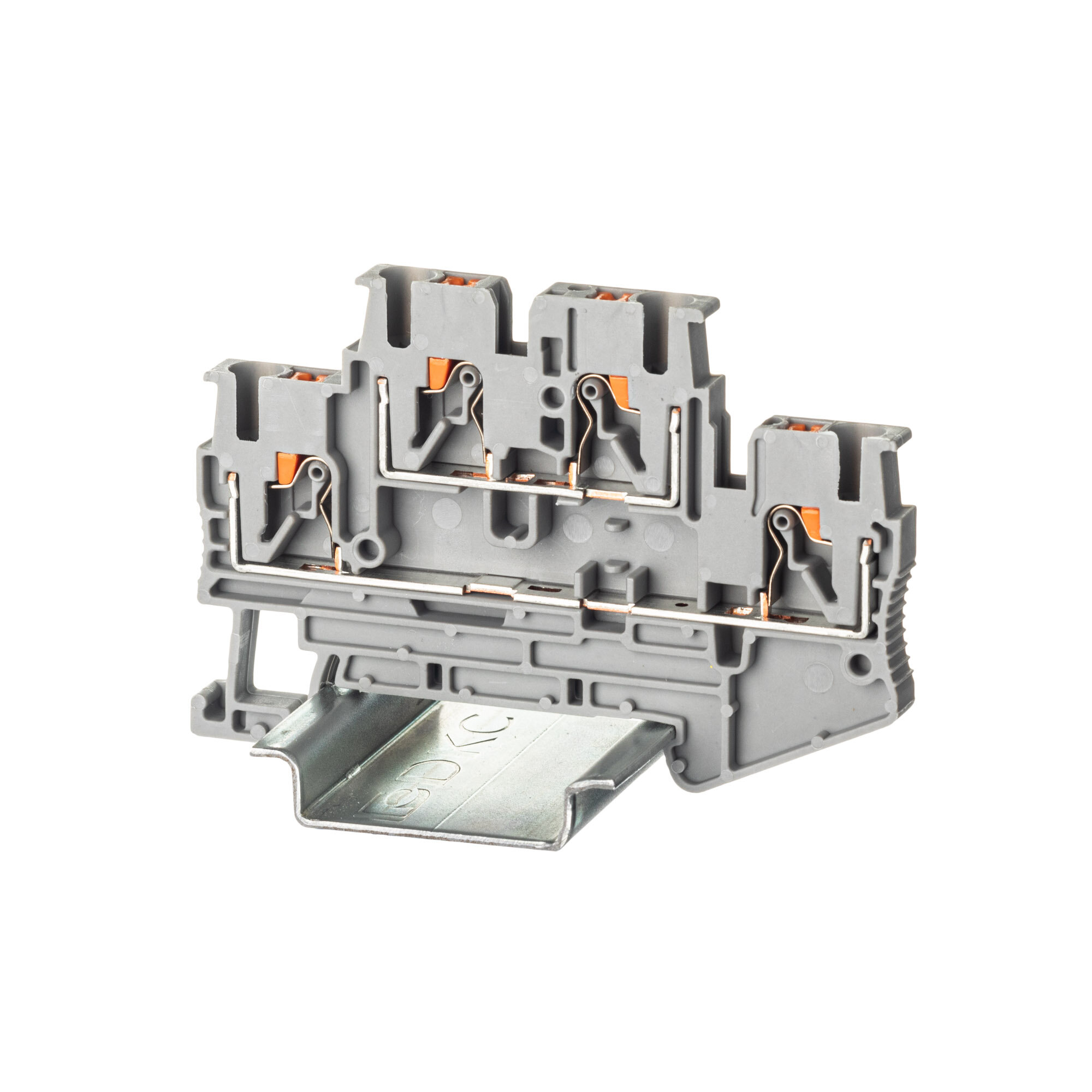 Клемма VPRTT-2.5-GY двухуровневая, зажим push-in, 4 точки подключения, 2.5 кв. мм, (ДКС) (9 шт. в наборе)