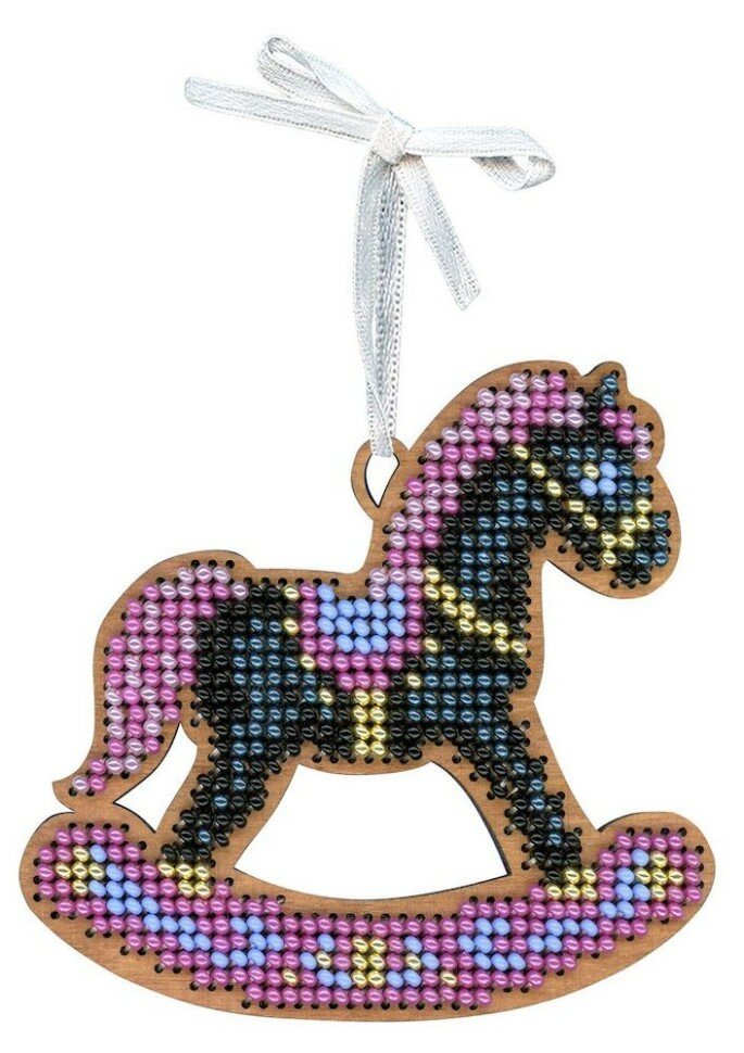 Набор для вышивания Щепка #О-157 Лошадка тёмная, Вышивка бисером, 8 х 8 см