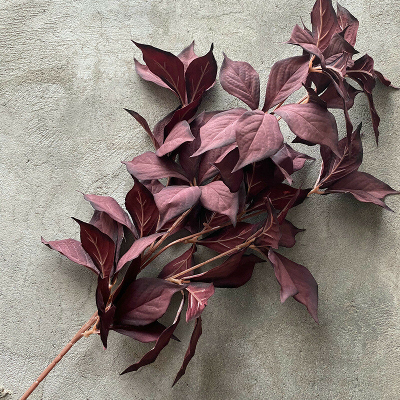 Растение зелень для украшения зала и дорожек на свадьбе с реалистичным листовым дизайном винный красный